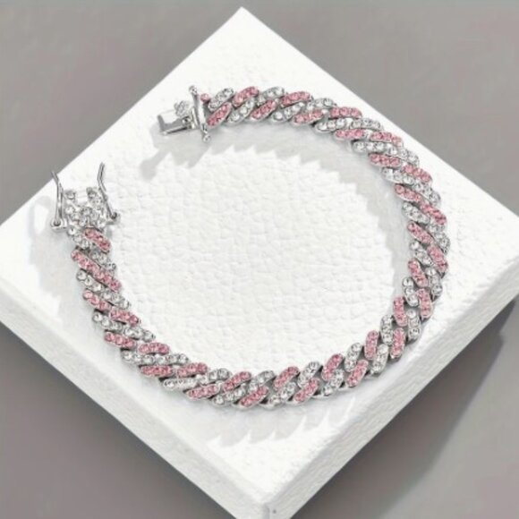 Miami Ice | Jewelry | 9 Chunky Cuban Link Bracelet With Pink ...